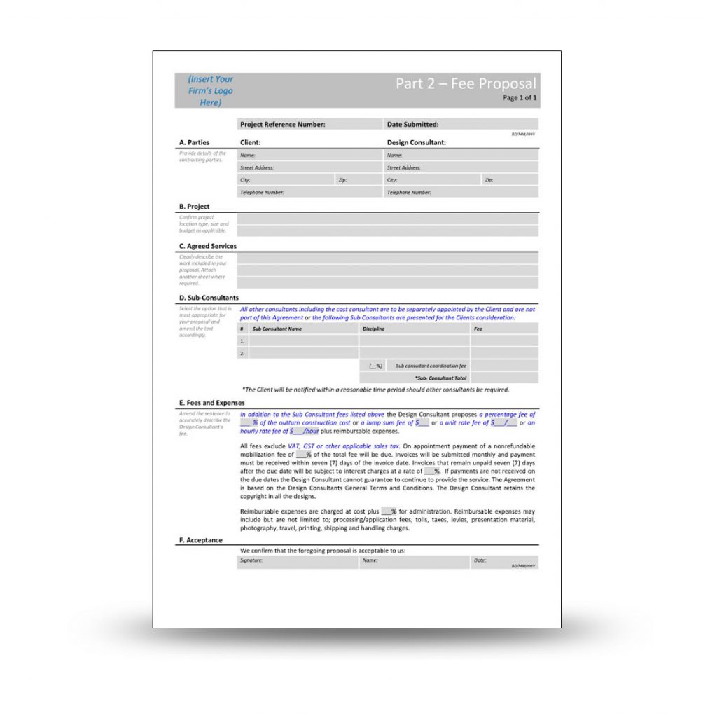 Small Works Fee Proposal Template | Blue Turtle Consulting